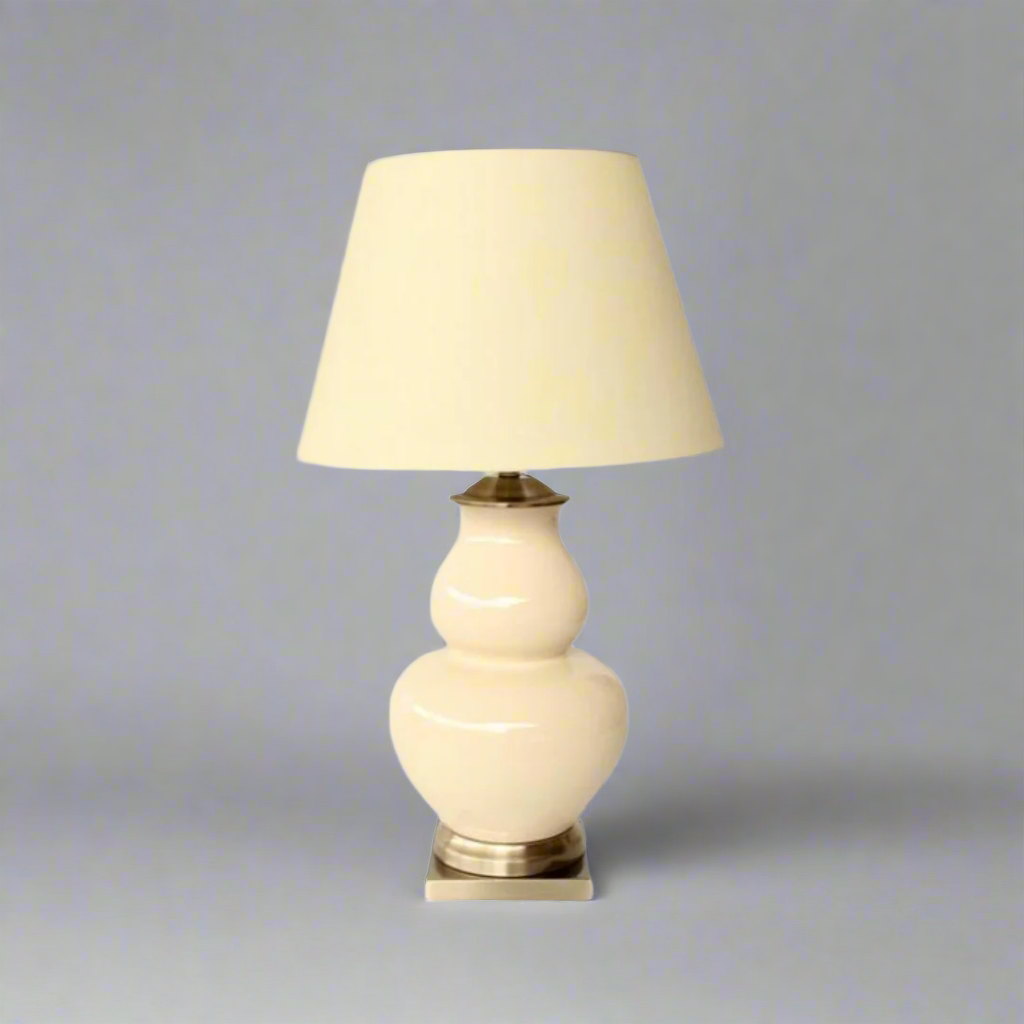 Unique Boys Interiors Extra Large Beige Bulbous Lamp Base with Beige ...