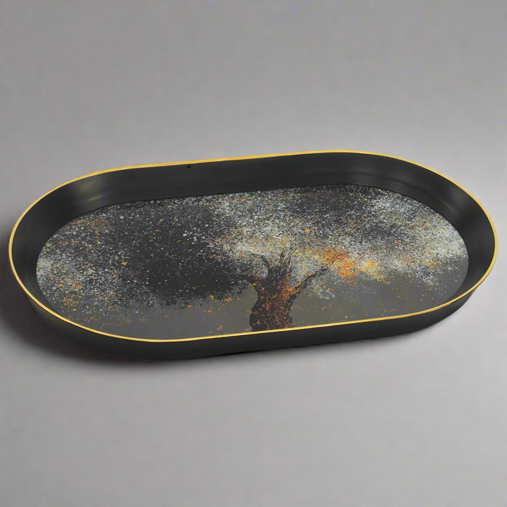 Unique Boys Interiors GLASS TRAY OVAL MOONLIGHT