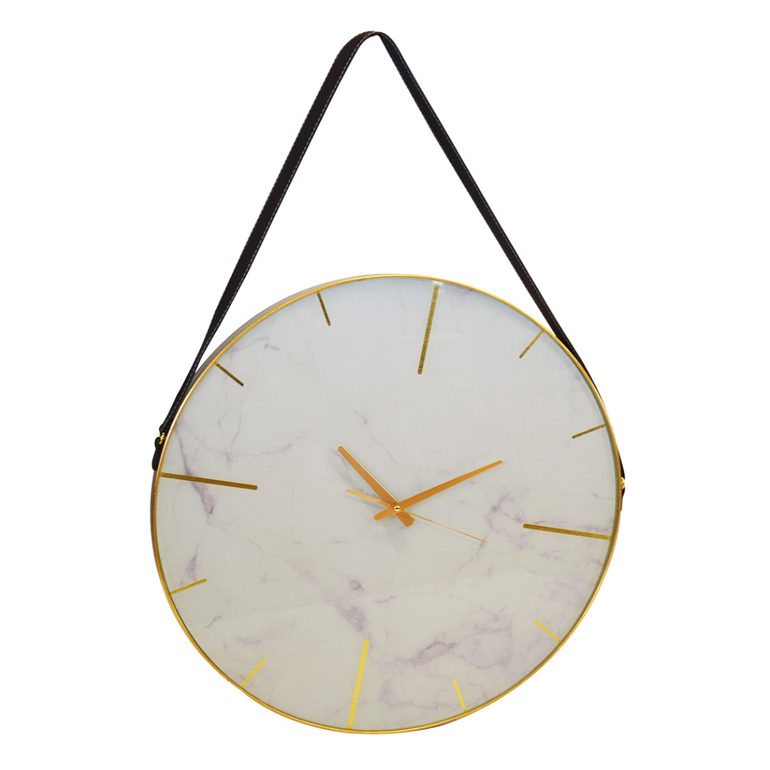 Glass clock white marble 60 cm – Unique Boys